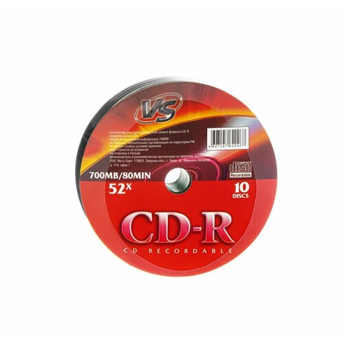 VS Диск для записи, CD-R 80 52x конверт/5 700 МБ