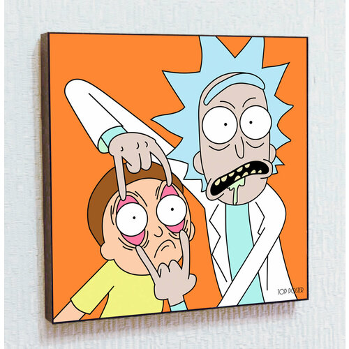 Картина постер Рик и Морти в стиле ПОП-АРТ в рамке с креплением / Top Poster