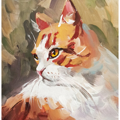 Картина рыжий кот масло холст живопись
