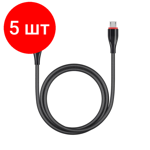 Комплект 5 штук, Кабель Deppa Ceramic USB - micro USB, 1м, черный