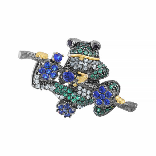 Брошь ELEMENT47, серебро, 925 проба, фианит