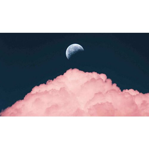 Картина на холсте 60x110 LinxOne "Небо, луна, облако, розовый" интерьерная для дома / на стену / на кухню / с подрамником