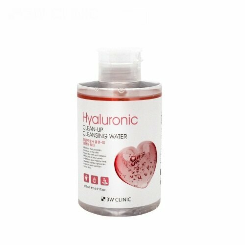 3W CLINIC HYALURONIC CLEAN-UP CLEANSING WATER Очищающая вода с гиалуроновой кислотой 500мл