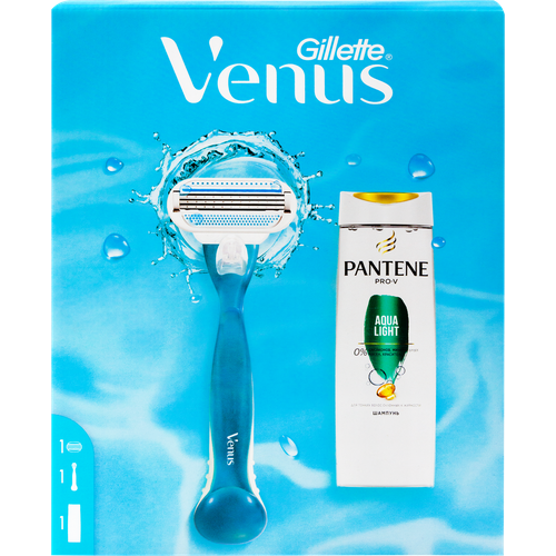 Набор подарочный женский VENUS Бритва с 1 сменной кассетой+Шампунь PANTENE Pro-V Aqua Light, 250мл