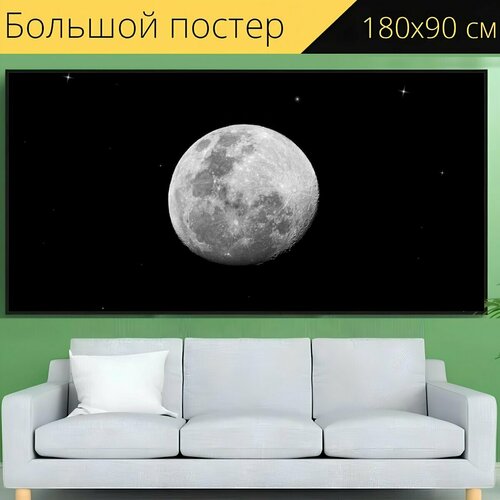 Большой постер "Луна, ночь, астрология" 180 x 90 см. для интерьера