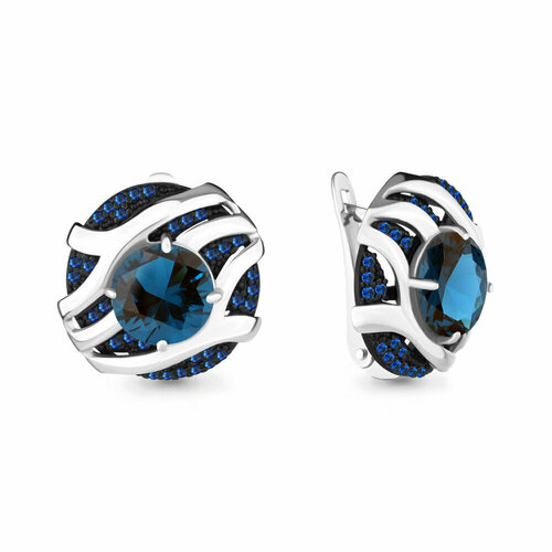 Серьги Diamant online, серебро, 925 проба, топаз, сапфир синтетический, синий
