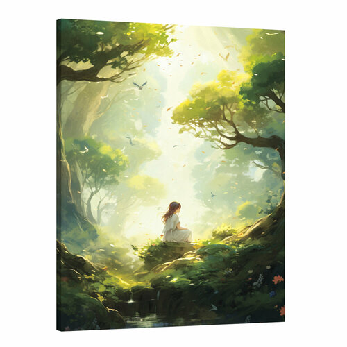 Интерьерная картина 50х70 "Девушка в лесу"