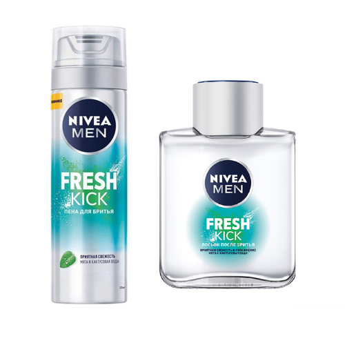 Набор Nivea Men, Fresh Kick: пена для бритья, лосьон после бритья