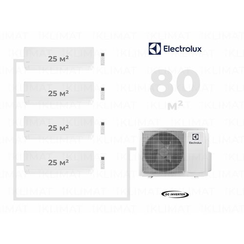 Инверторная мульти сплит-система Electrolux на 4 комнаты (20 м2 + 20 м2 + 20 м2 + 20 м2), EACO/I-28 FMI-4/N8_ERP + 4*EACS/I-07 HMB FMI/N8_ERP/in, комплект, белый