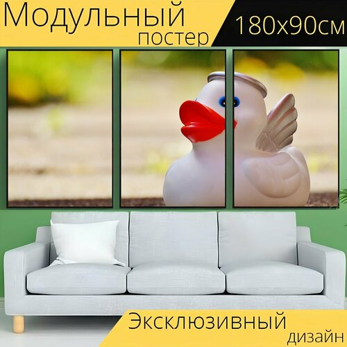 Модульный постер "Резиновая утка, ванна утка, ангел" 180 x 90 см. для интерьера
