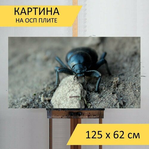 Картина на ОСП 125х62 см. "Жук, жук, насекомое" горизонтальная, для интерьера, с креплениями