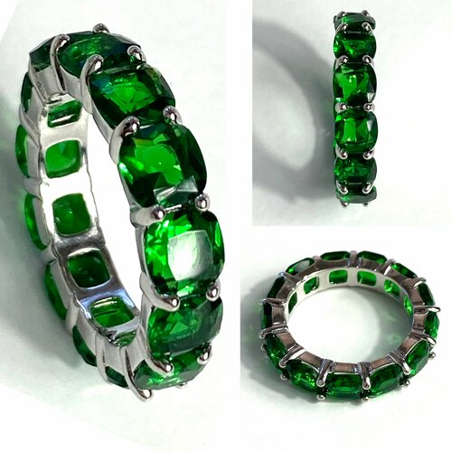 Кольцо Florento, хрусталь, размер 18, зеленый, серебряный