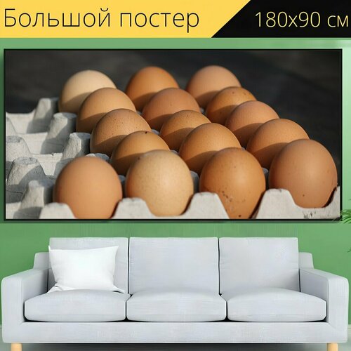 Большой постер "Яйца, пасхальный, курица" 180 x 90 см. для интерьера