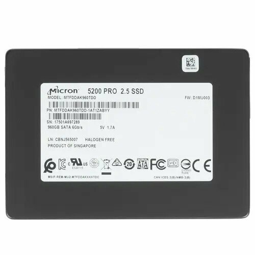 SSD диск SATA / Micron 5200 Pro 960GB / 540/520Mbs / MTFDDAK960TDD