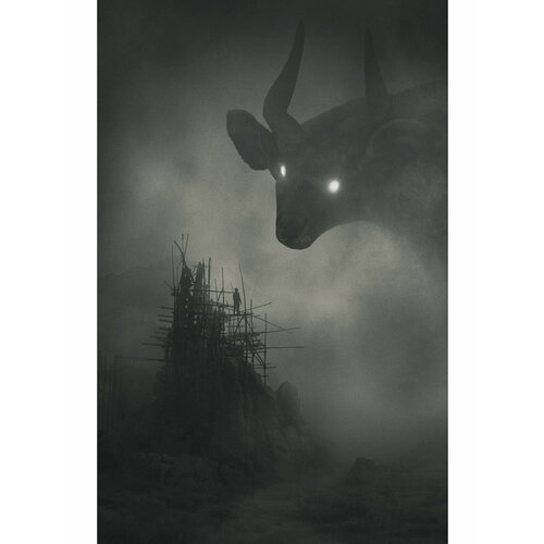 Плакат, постер на холсте Темное фэнтези-Бык. Размер 21 х 30 см