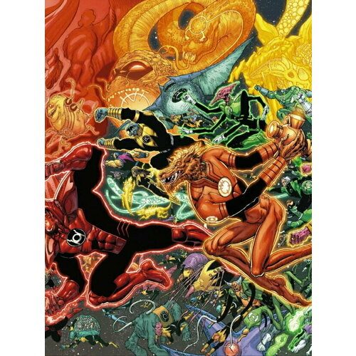 Плакат, постер на холсте Green Lantern (Модульные постеры)-1/Зеленый Фонарь/искусство/арт/абстракция/творчество. Размер 60 х 84 см