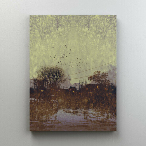 Интерьерная картина на холсте "Мрачная весна после снега" размер 30x40 см