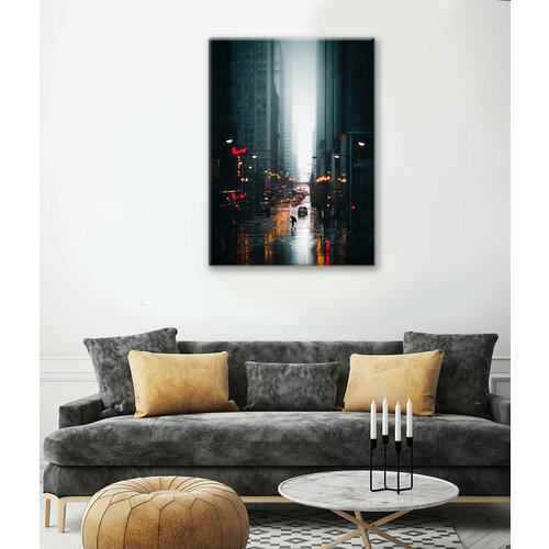 Картина/Картина на холсте/Картина на холсте для интерьера/Картина на стену/Картина в подарок для дома/Дождь в городе-Rain in the city20х30