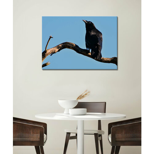 Картина - Ворон, черный ворон, ворон на дереве (5) 50х70