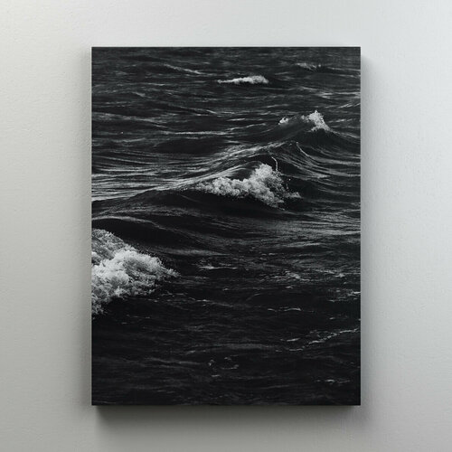 Интерьерная картина на холсте "Волны ЧБ" моря и океаны, размер 45x60 см