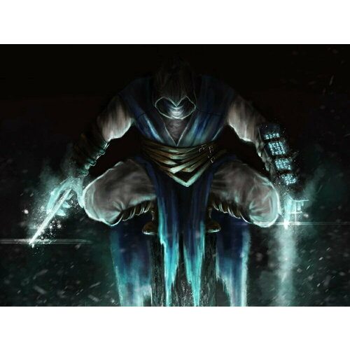 Плакат, постер на холсте Mortal Kombat: Sub Zero/Мортал Комбат: Саб Зиро/игровые/игра/компьютерные герои персонажи. Размер 60 х 84 см