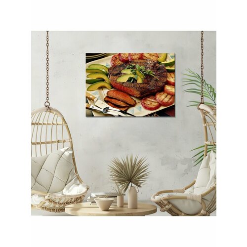 Картина на холсте с подрамником Мясо и авокадо 60х80