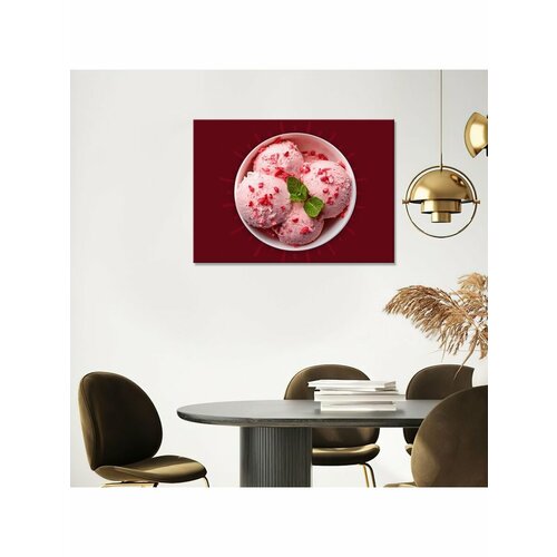 Картина на холсте с подрамником мороженое на красном фоне 40х60