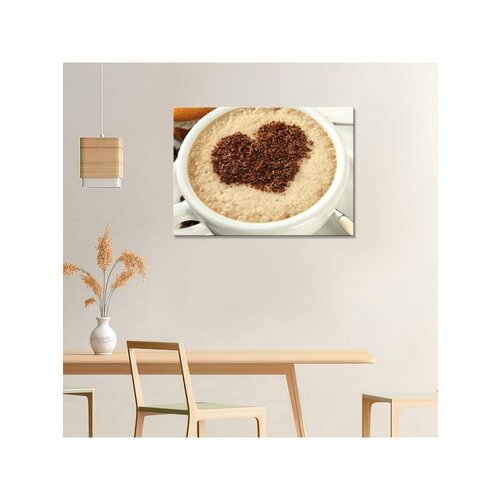 Картина на холсте с подрамником Кофе шоколадное сердечко 50х70