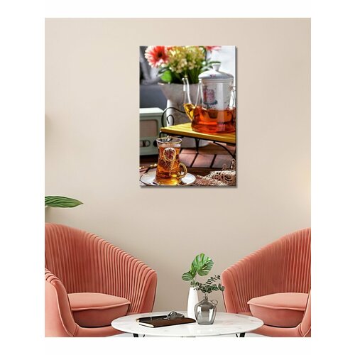 Картина на холсте с подрамником Чай в красивой посуде 50х70