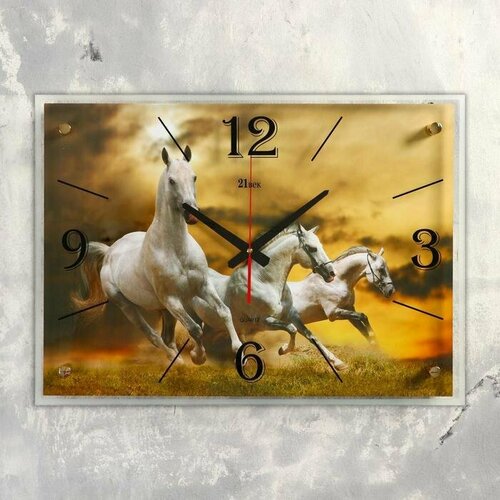 Часы настенные, интерьерные "Лошади" 40х56 см (комплект из 2 шт)
