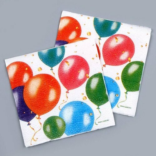 Салфетки бумажные однослойные «Воздушные шары», 24 × 24 см, в наборе 20 шт. (комплект из 21 шт)