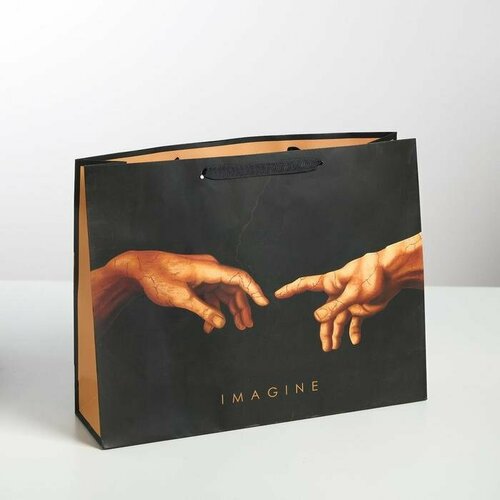 Пакет подарочный ламинированный горизонтальный, упаковка, Imagine, L 40 х 31 х 11,5 см (комплект из 9 шт)