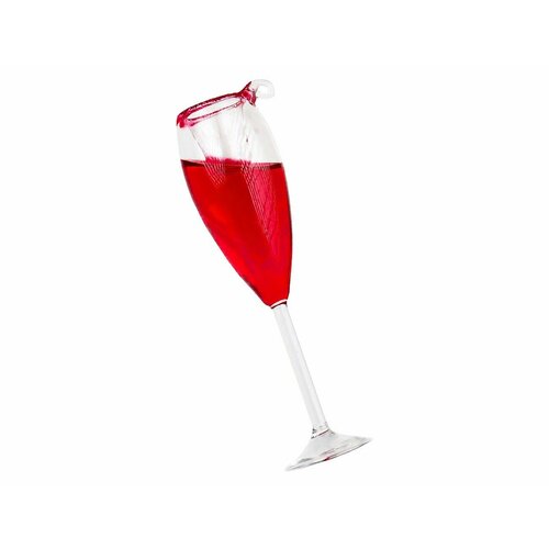 Стеклянная Ёлочная игрушка бокал 'выпьем за любовь!', красное вино, 11 см, подвеска, Kurts Adler ZCI4408-2