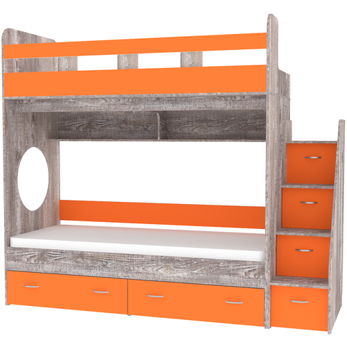 Двухъярусная кровать Юниор 1 80x190 Бетон Оранжевый