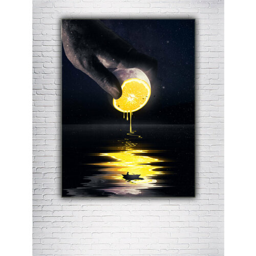 Картина/Картина на холсте/Картина на холсте для интерьера/ Картина на стену/ Картина в подарок для дома/- Лимонная луна 60х80