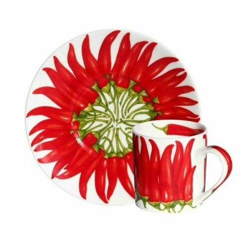 Чашка с блюдцем для кофе PEPPER, 100 мл. RED Taitu