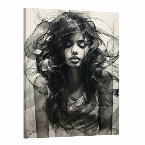 Интерьерная картина 50х70 "Девушка в мире иллюзий"