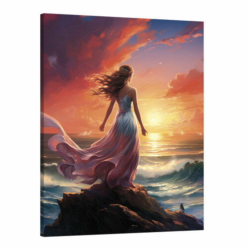 Интерьерная картина 50х70 "Девушка с ветром в волосах"