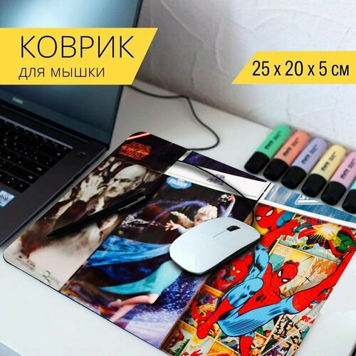 Коврик для мыши с принтом "Записные книжки, комиксы, дортмунд" 25x20см.