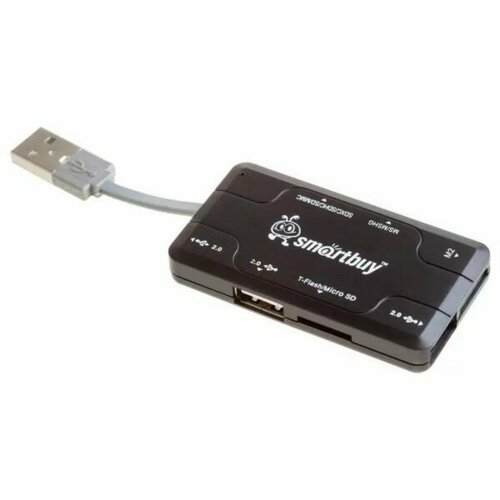 Разветвитель USB 2.0 HUB Хаб + Картридер Smartbuy Combo черный (SBRH-750-K)
