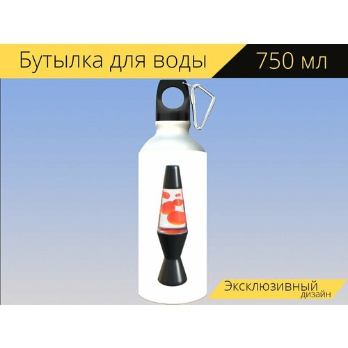 Бутылка фляга для воды "Лава, напольная лампа, украшение" 750 мл. с карабином и принтом