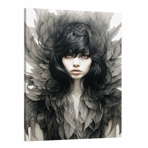 Интерьерная картина 50х70 "Девушка и перья"
