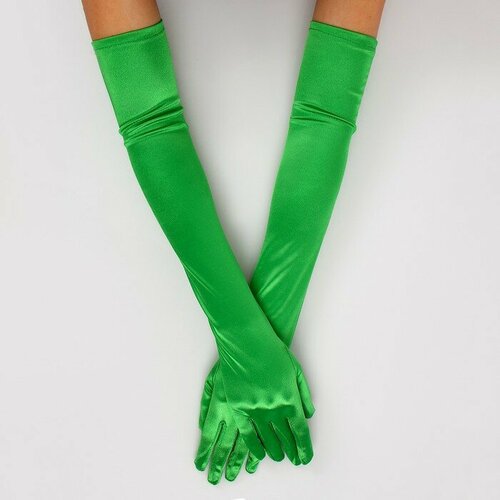 Карнавальный аксессуар- перчатки 55см, цвет зеленый, "Страна Карнавалия", материал полиэстер