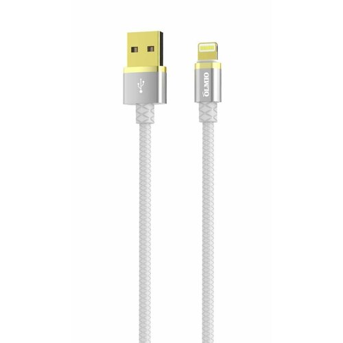 Кабель OLMIO DELUXE, USB 2.0 - lightning, 1м, 2.1A, белый
