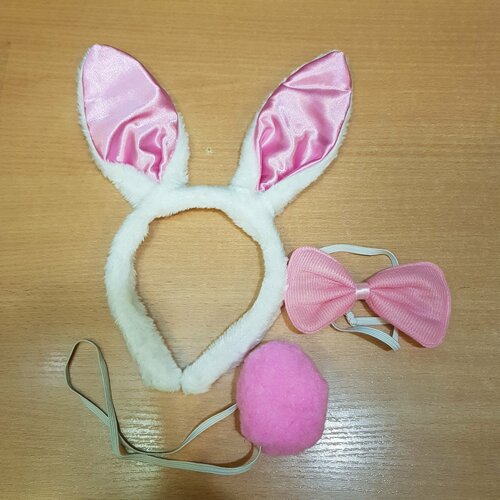 Карнавальный набор "Ободок уши Кролика, бабочка и хвостик" 34466