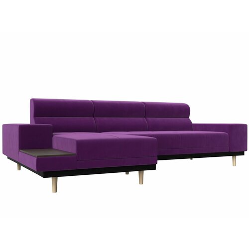 Угловой диван Леонардо левый угол, Микровельвет фиолетовый