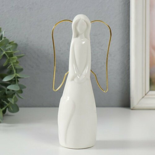 SUI Сувенир керамика, металл "Девушка-ангел" белый 8х5х17 см