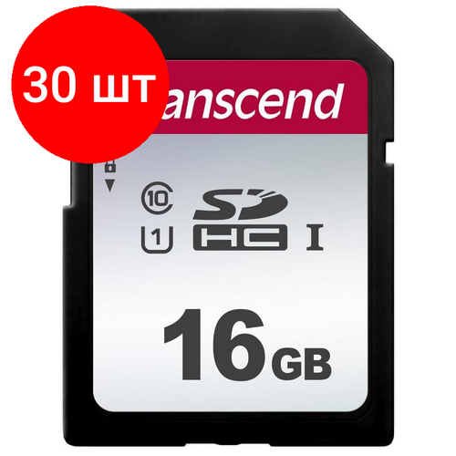 Комплект 30 штук, Карта памяти Transcend 300S SDHC 16Gb UHS-I Cl10, TS16GSDC300S