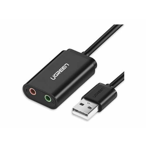 Адаптер UGREEN USB C - AUX Jack 3.5 мм (f), цвет черный (30724)