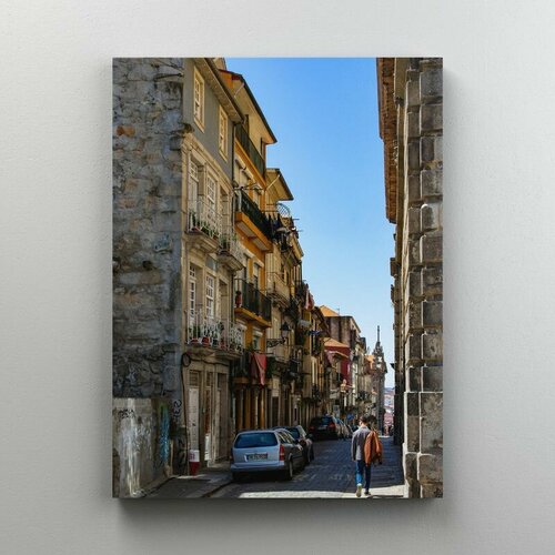 Интерьерная картина на холсте "Старый город - жилая улица" размер 22x30 см